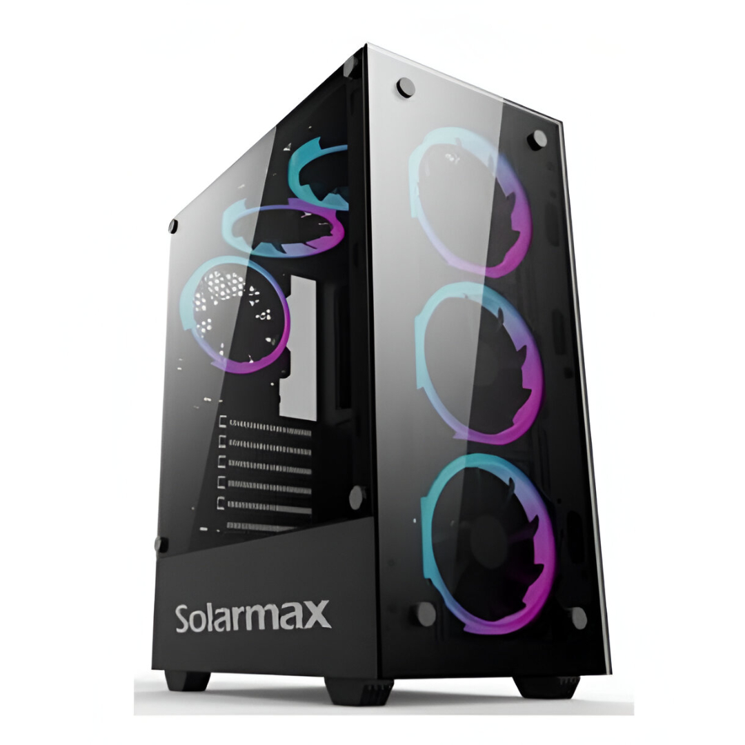 GABINETE SOLARMAX CM-5901 6 FANS RGB NEGRO | The Gamer Shop