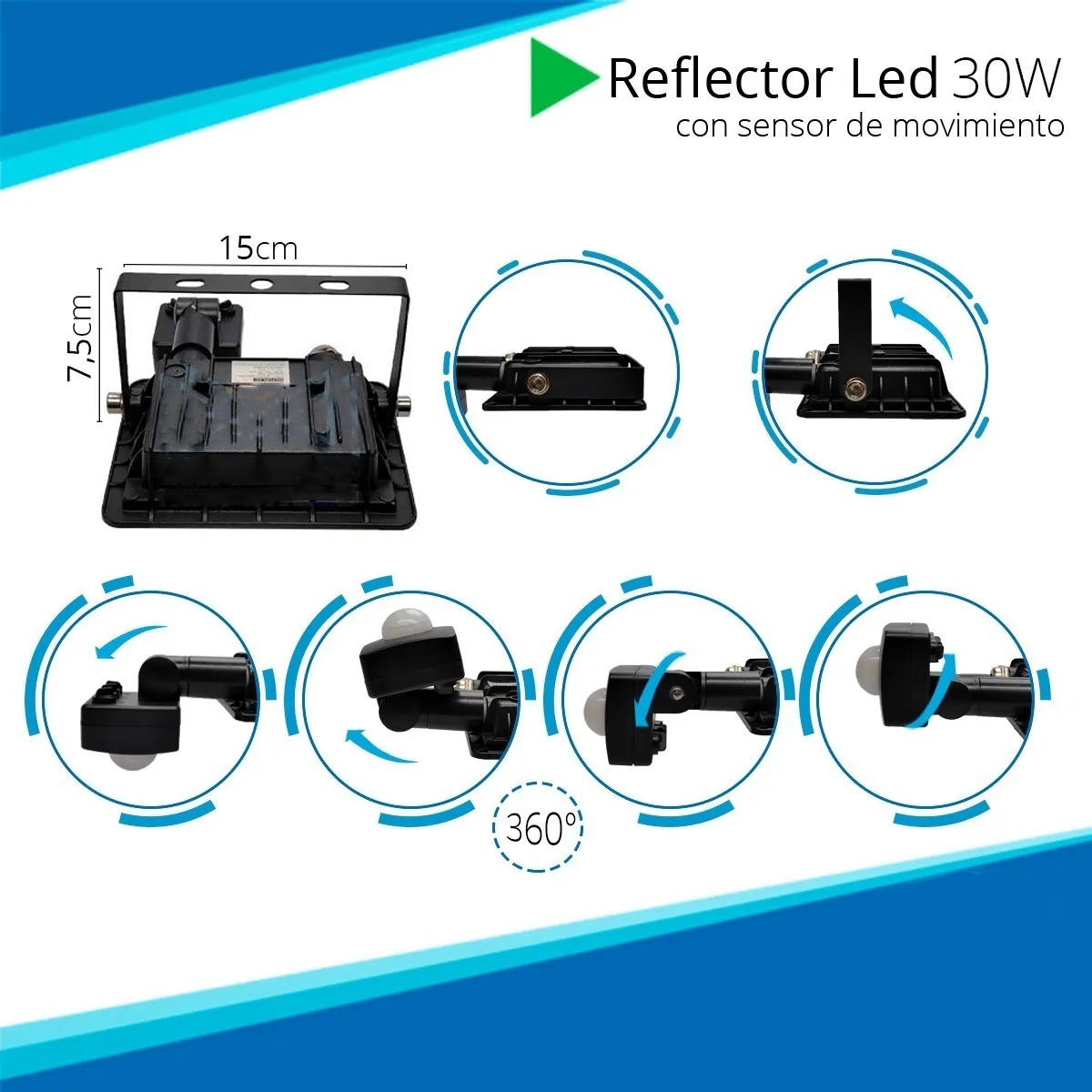 Reflector LED 30W Sensor Movimiento 220 Exterior IP66 Blanco | Dps Digital
