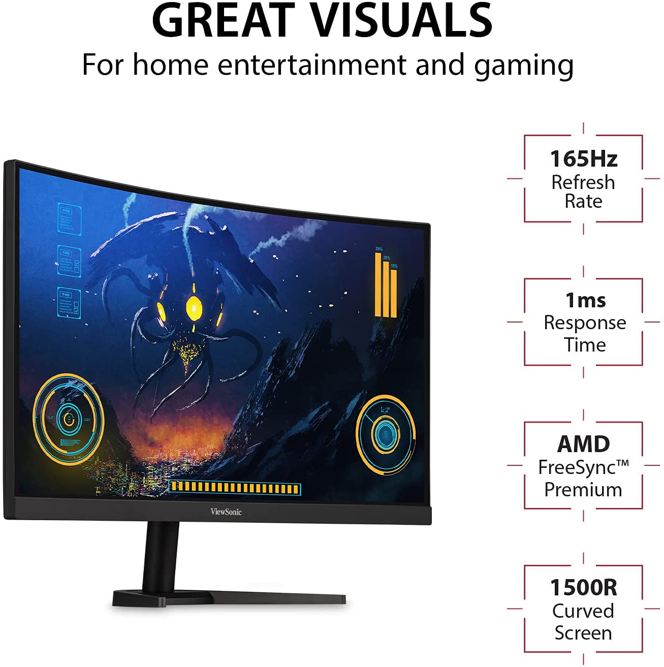 Monitor 24 ViewSonic 165Hz Full HD Curvo 1ms VX2468-PC-MHD | MyM ...