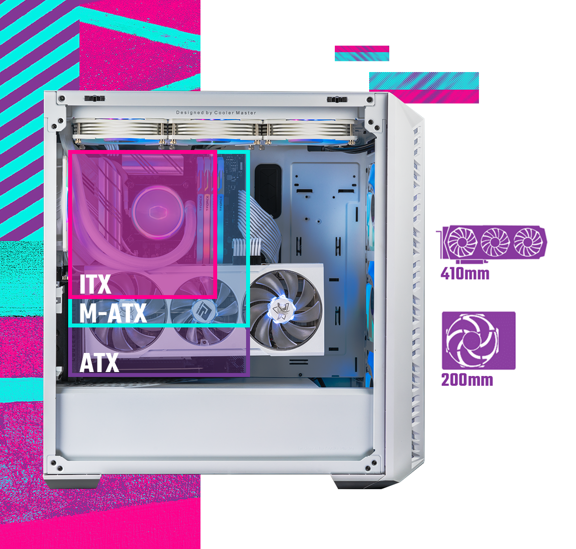 Gabinete Gamer Cooler Master Masterbox 520 Mesh X3 Fan ARGB White MB520 ...