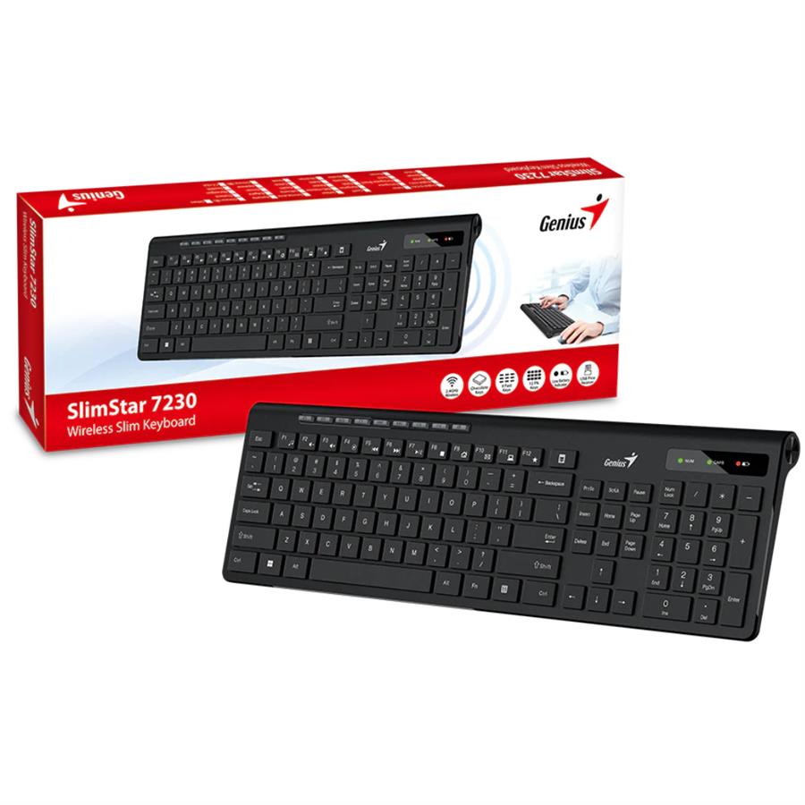 Periféricos Teclado Inalámbrico Genius Slimstar 7230 Black | Mundo Hardware