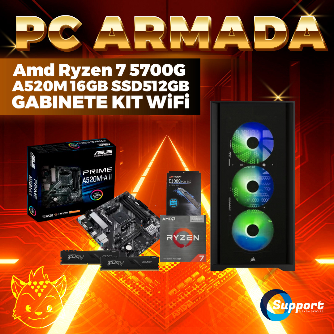 Pc Armada Amd Ryzen 7 5700G A520 32GB SSD512GB GABINETE KIT | Support ...