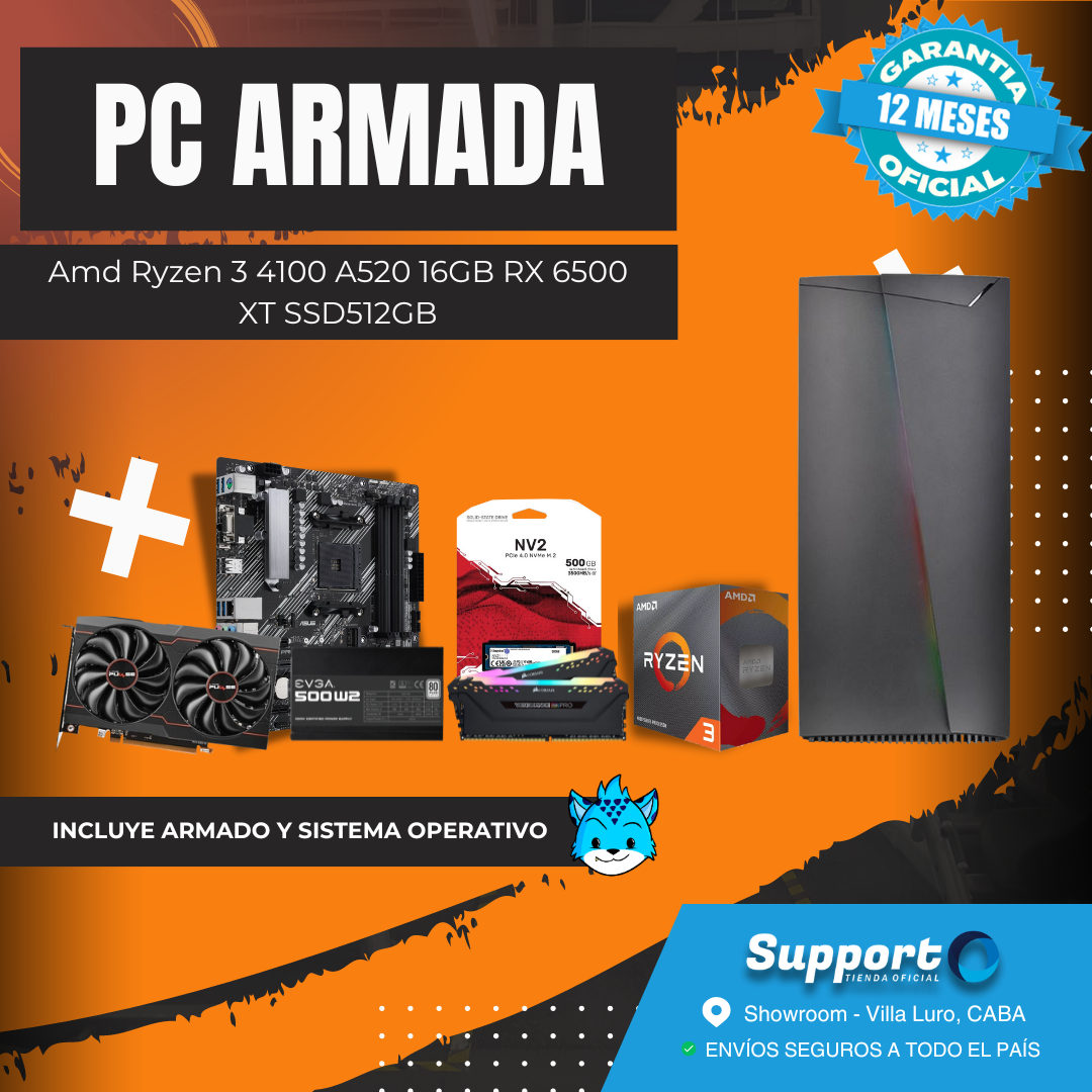 Pc Gamer Armada Amd Ryzen 5 5600 A520 16GB RTX 3050 SSD512GB | Support ...