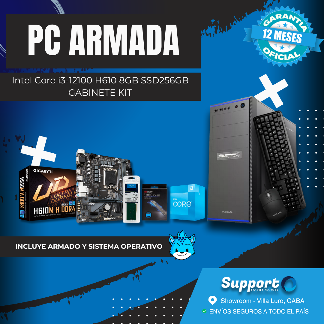 Pc Armada Intel Core i3-12100 H610 8GB SSD256GB GABINETE KIT | Support ...