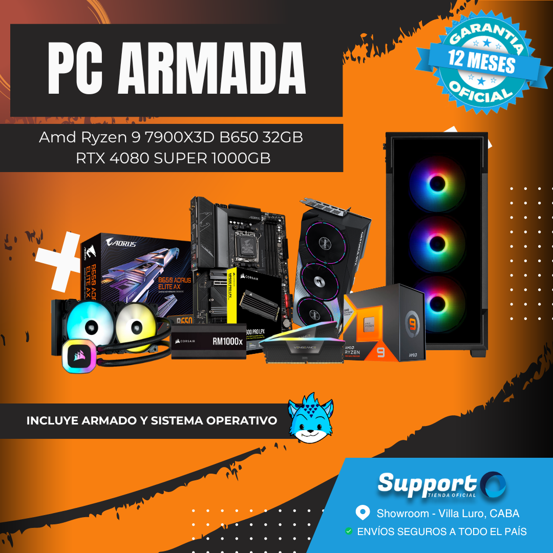 Pc Gamer Armada Amd Ryzen 9 7900X3D B650 32GB RTX 4080 SUPER 1000GB ...
